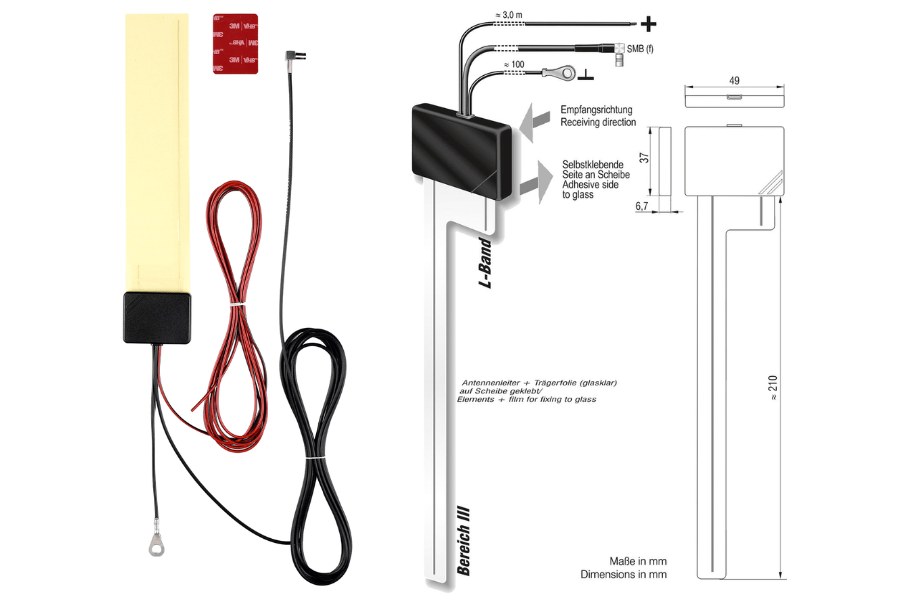 Internal adhesive glass windscreen mount active car aerial antenna ...