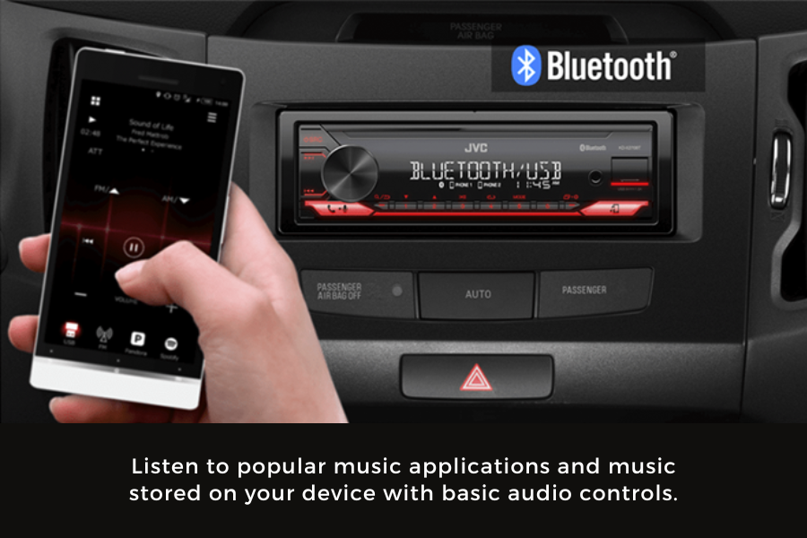 JVC KD-X282BT (Mechless) Single DIN car stereo head unit with Bluetooth ...