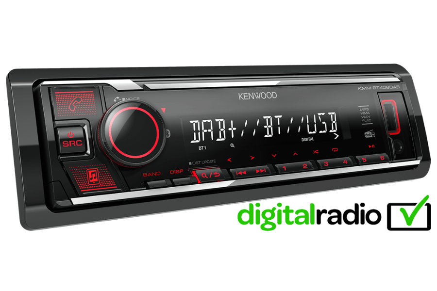 Kenwood KMM-BT408DAB Single Din car stereo head unit with DAB+ ...