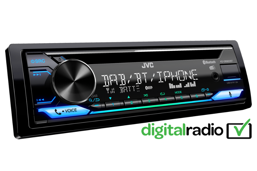 JVC KD-DB922BT Single DIN car stereo head unit with CD, DAB+, Bluetooth ...