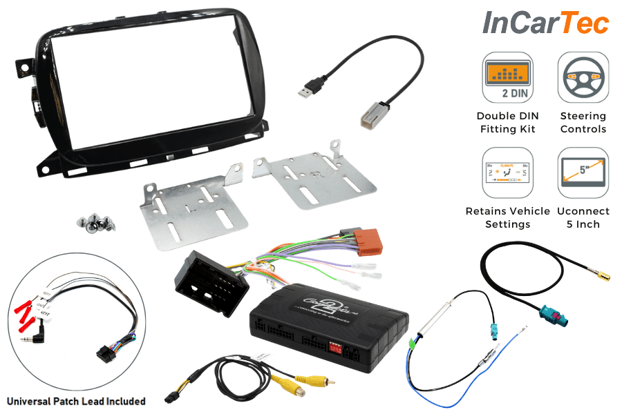 Abarth/ Fiat 500 (2016-2021) Double DIN car stereo upgrade fitting kit ...