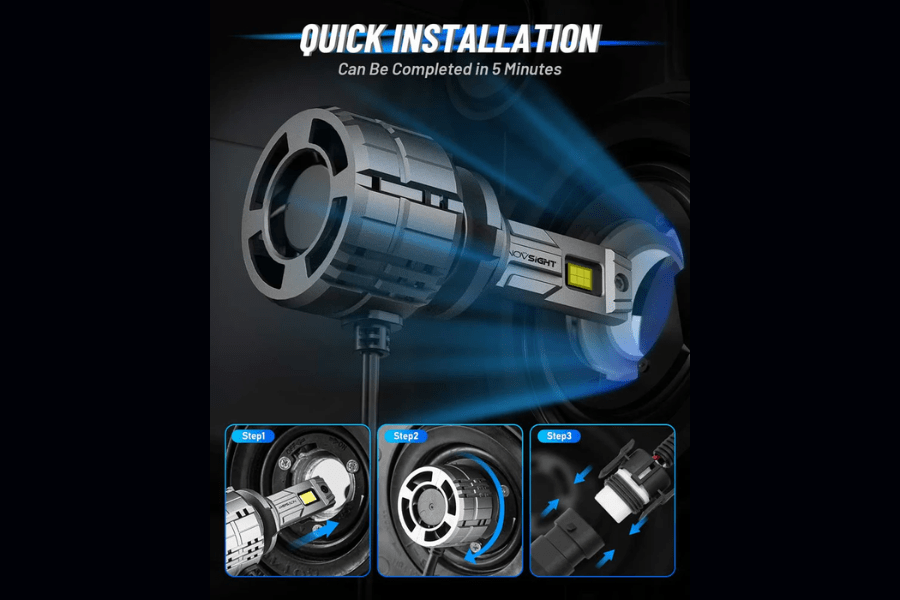 Novsight N65 Ultra Series H7 LED Bulbs - 200W, 40000LM, 6500K White ...